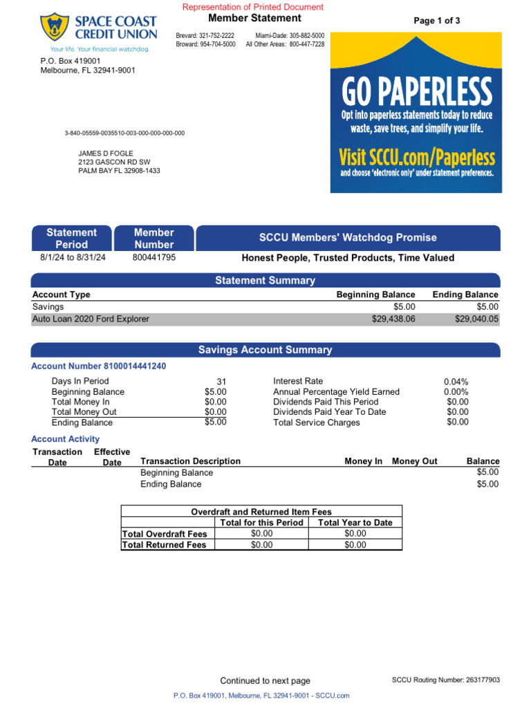 Statement Period Member Number SCCU Members' Watchdog Promise | PDF ...