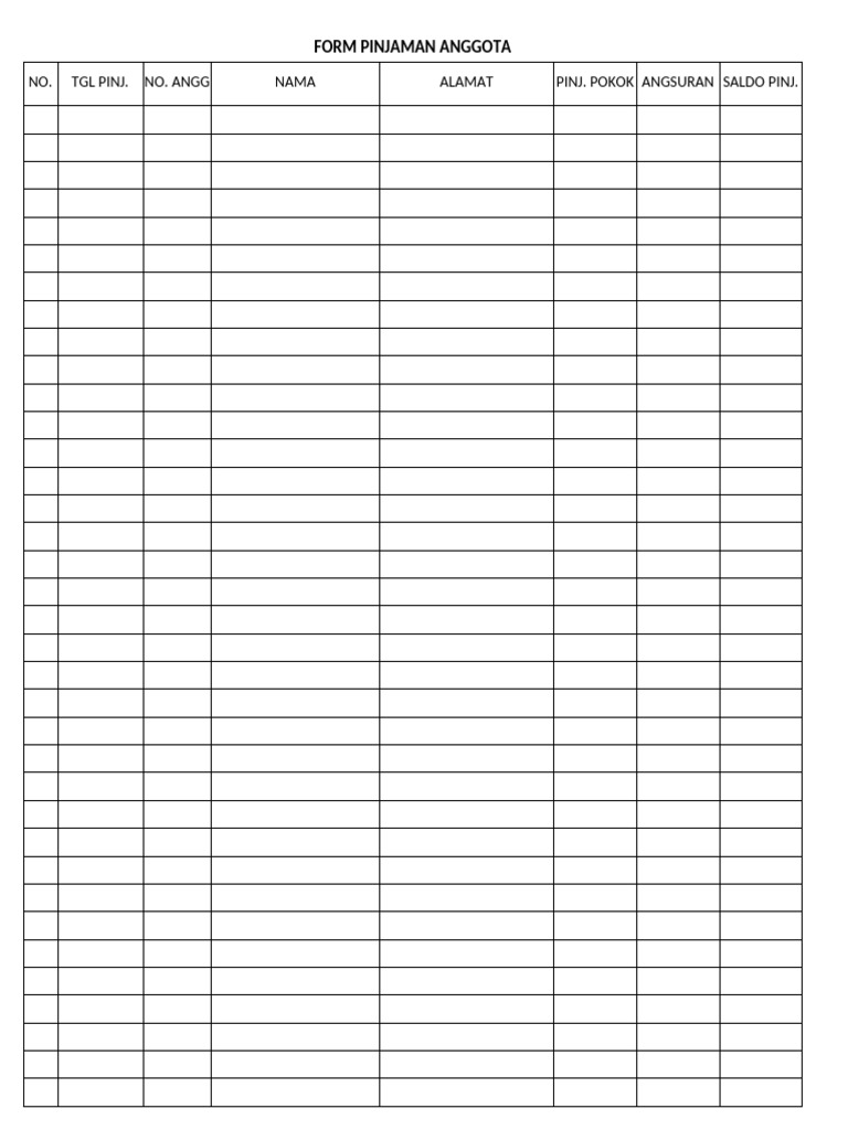 Form Pinjaman Anggota | PDF