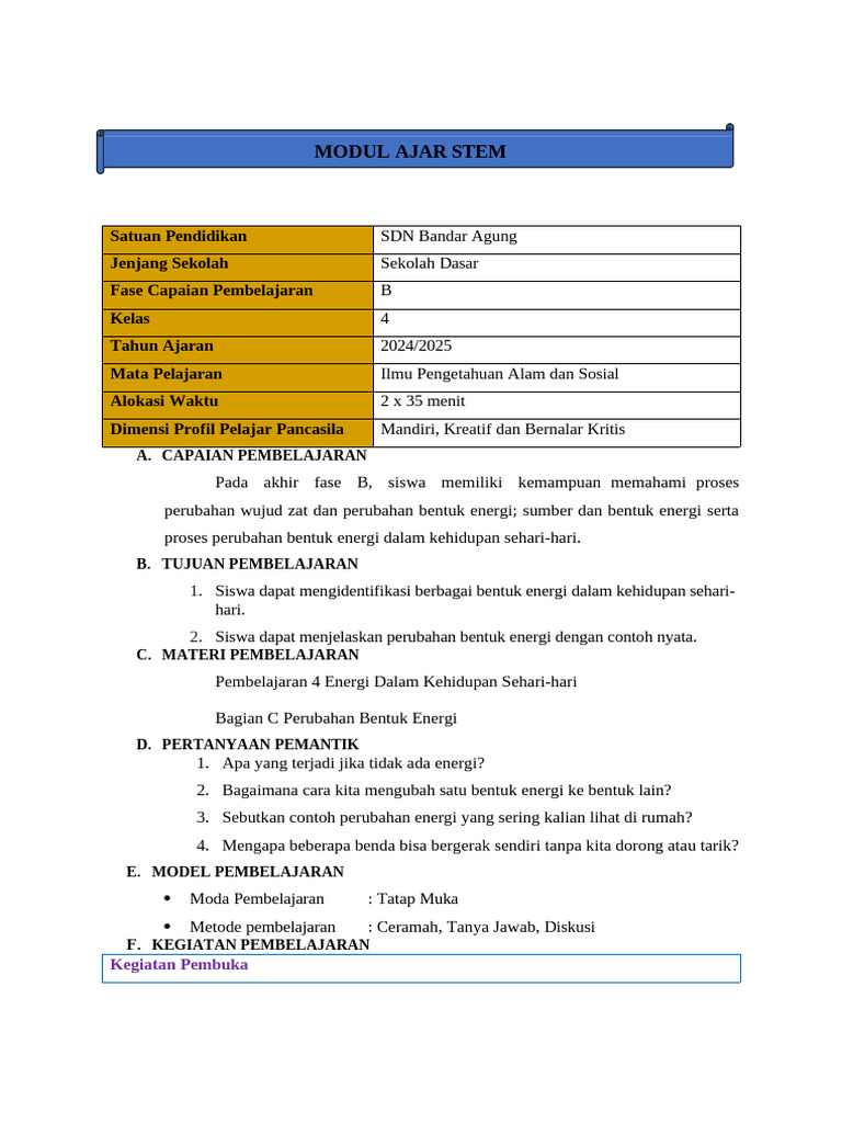 Modul Ajar STEM IPAS 1 02 | PDF