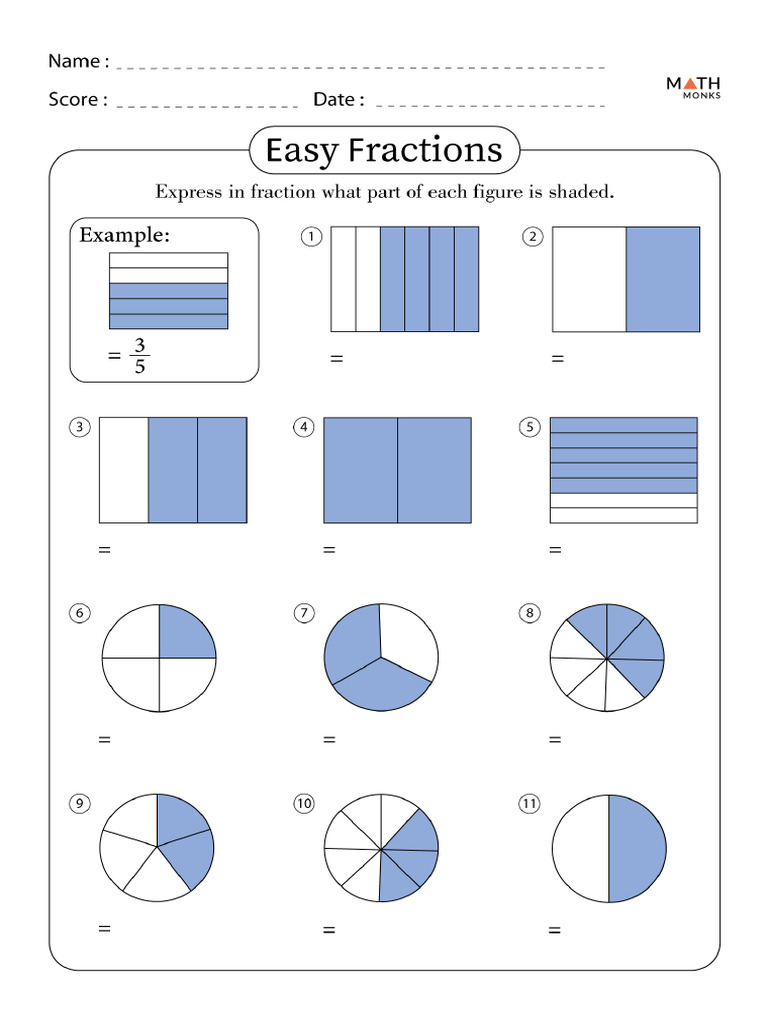 Free Fraction Worksheets | PDF