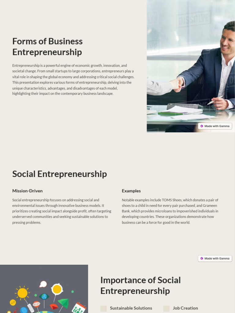 Forms of Business Entrepreneurship | PDF | Entrepreneurship | Social ...