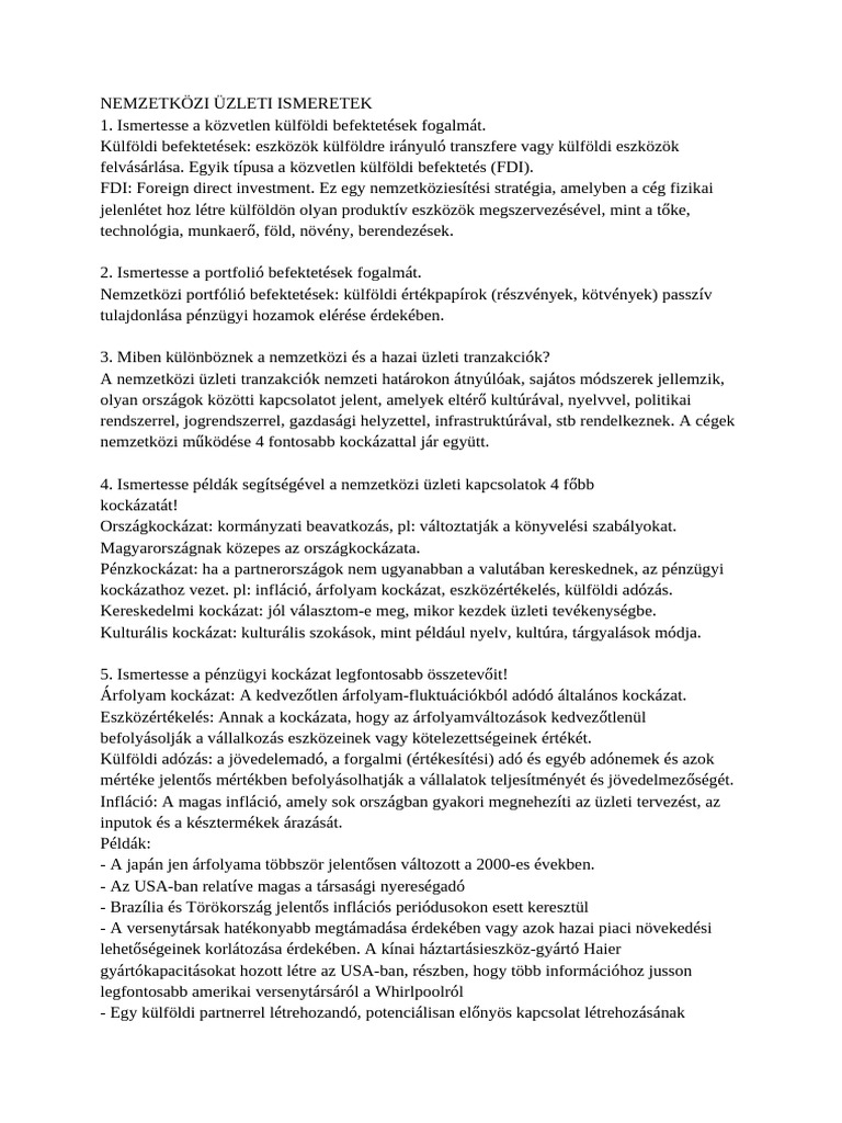 Nemzetkã - Zi Ã - Zleti Ismeretek | PDF