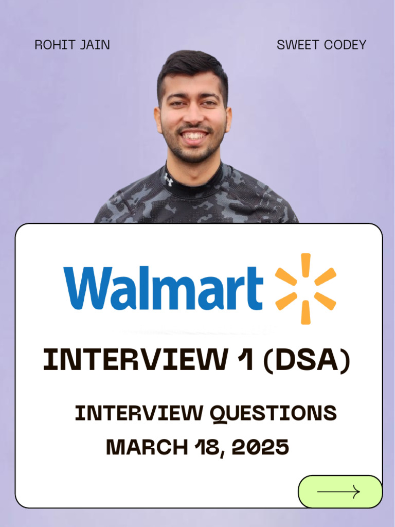 Walmart I March 18th I Interview 1 (DSA) PDF | PDF