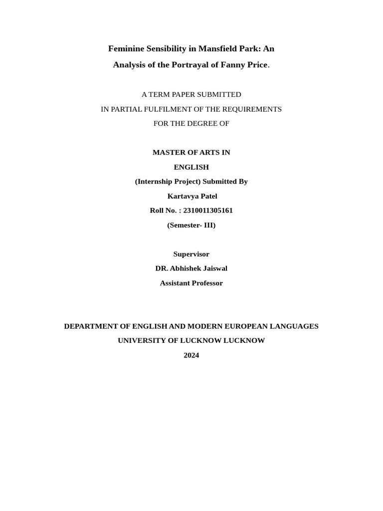 kartavya | PDF | Mansfield Park | Feminism