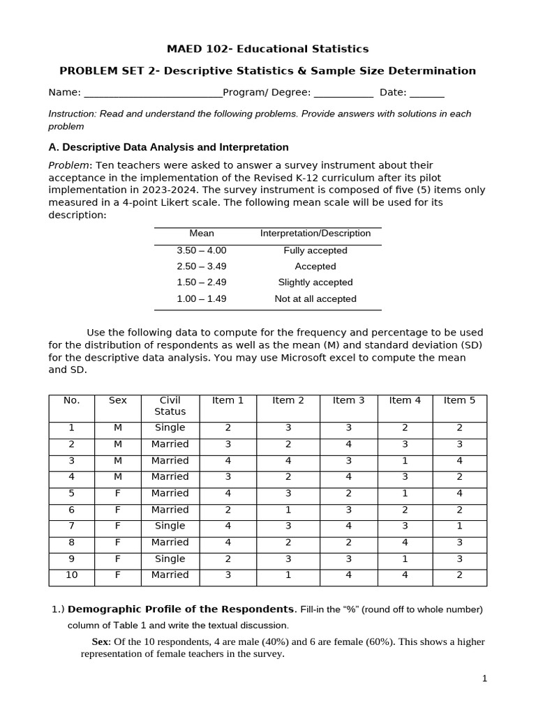 Darryl Guzon-Problem Set 2 | PDF | Standard Deviation | Survey Methodology