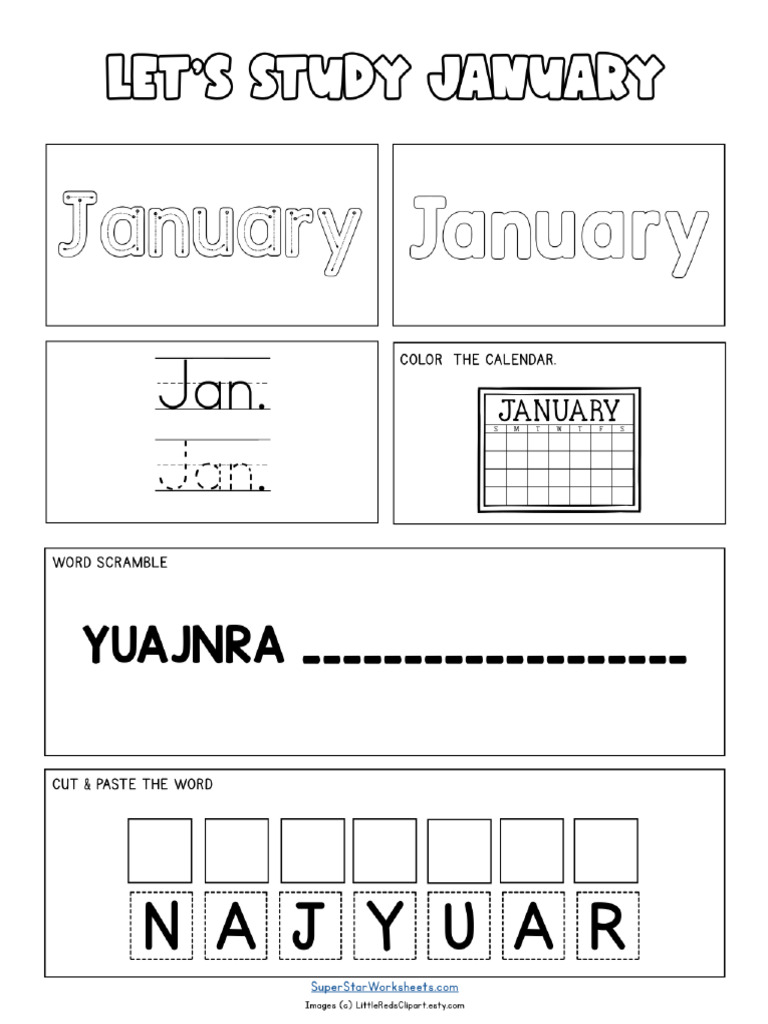 Monthsofthe Year Worksheet January | PDF