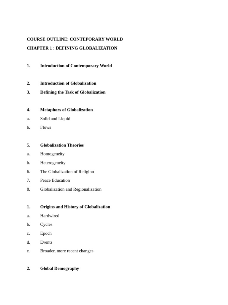 Course Outline Conworld | PDF