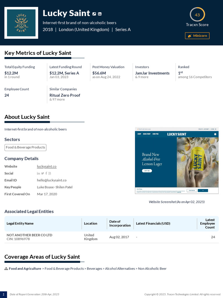 Tracxn Company - Details 709659 Apr 20 2025 | PDF | Alcoholic Beverages ...