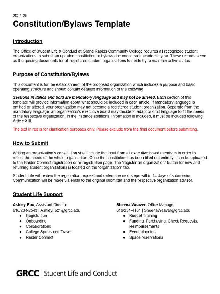 Constitution-Bylaws Template | PDF | Parliamentary Procedure | Committee