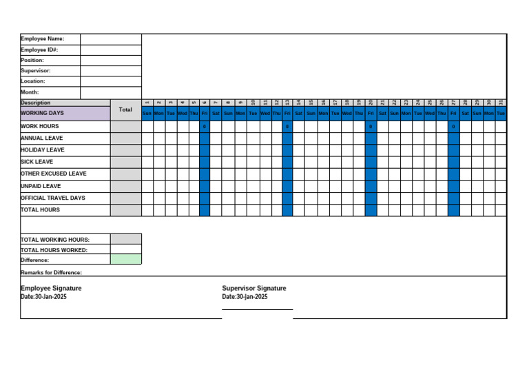 2025 Employee Time Record Template | PDF | Labor Relations | Private Law