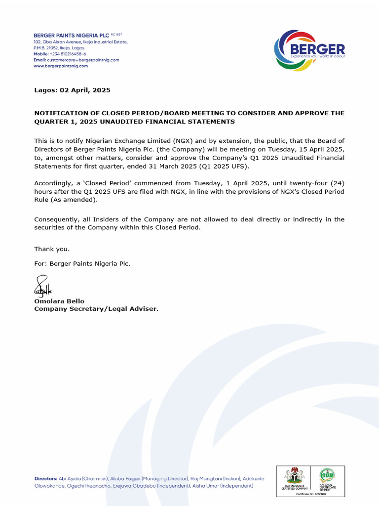43657_BERGER_PAINTS_NIGERIA_PLC-_NOTICES_OF_BOARD_MEETING_(BM)_-_NOTICE ...