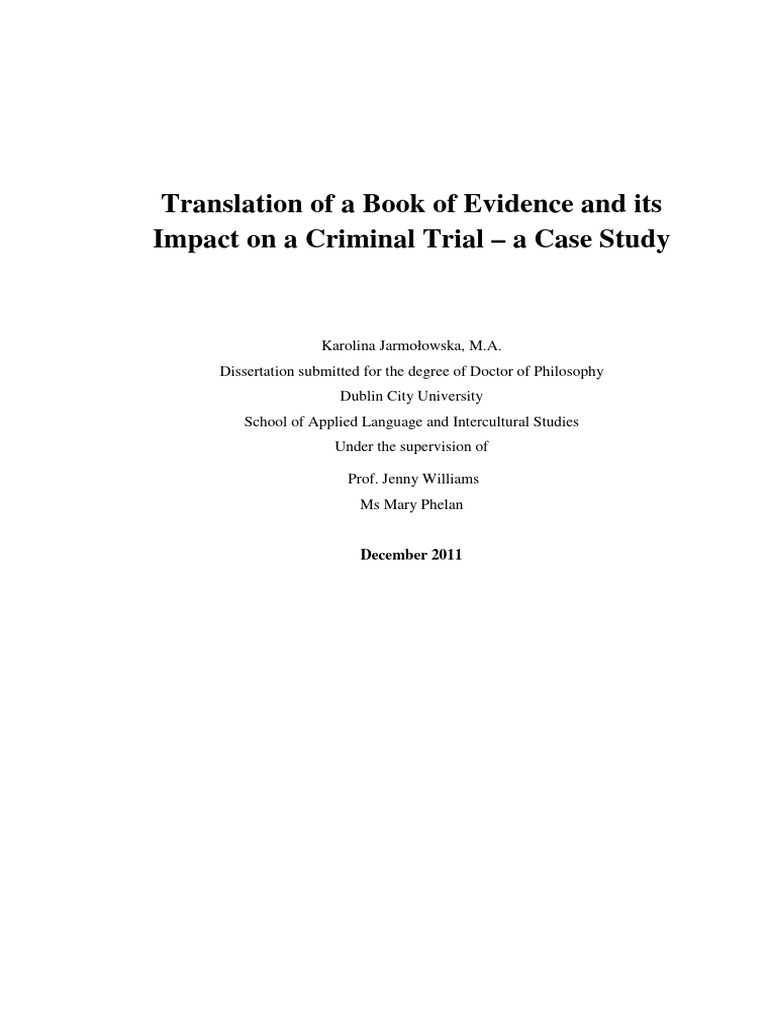 Translation of A Book of Evidence and Its - Thesis | PDF | Language ...