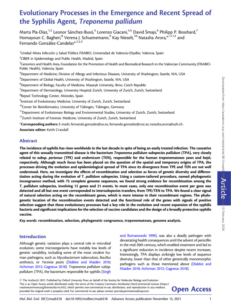 Evolutionary Processes in The Emergence and Recent Spread of The ...