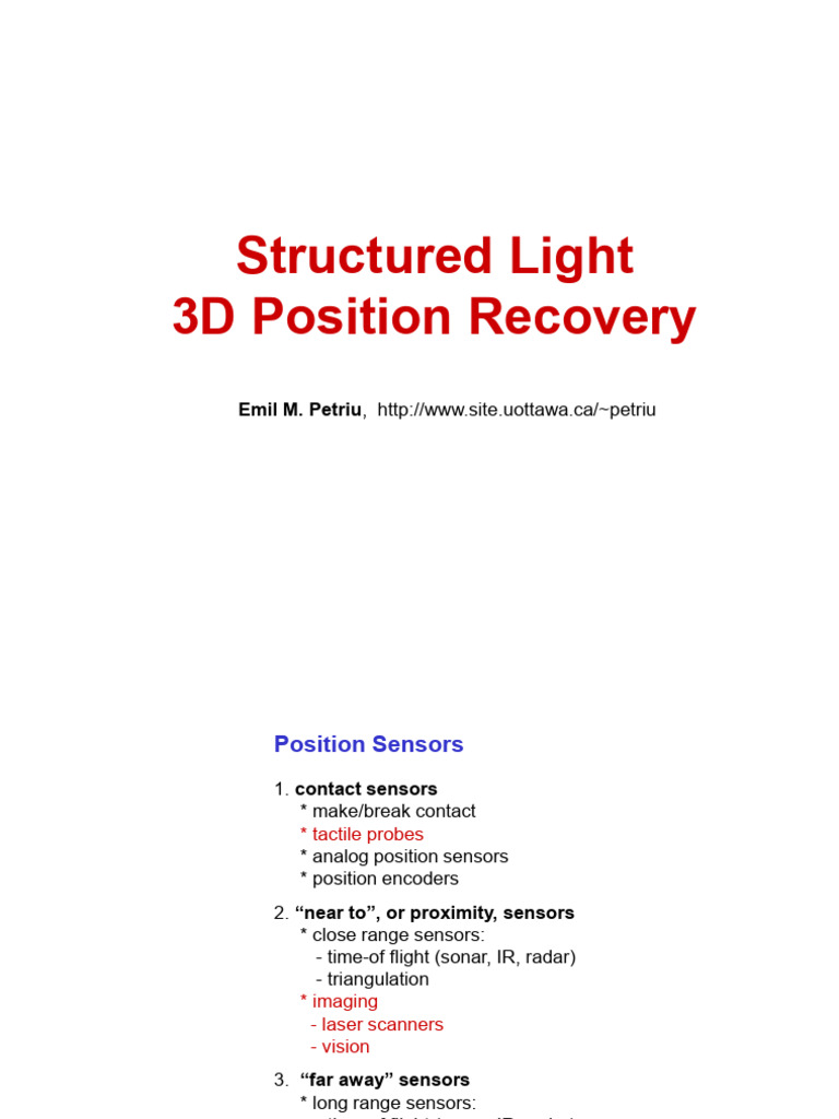 3D Position Recovery with Structured Light | PDF | Field (Mathematics)