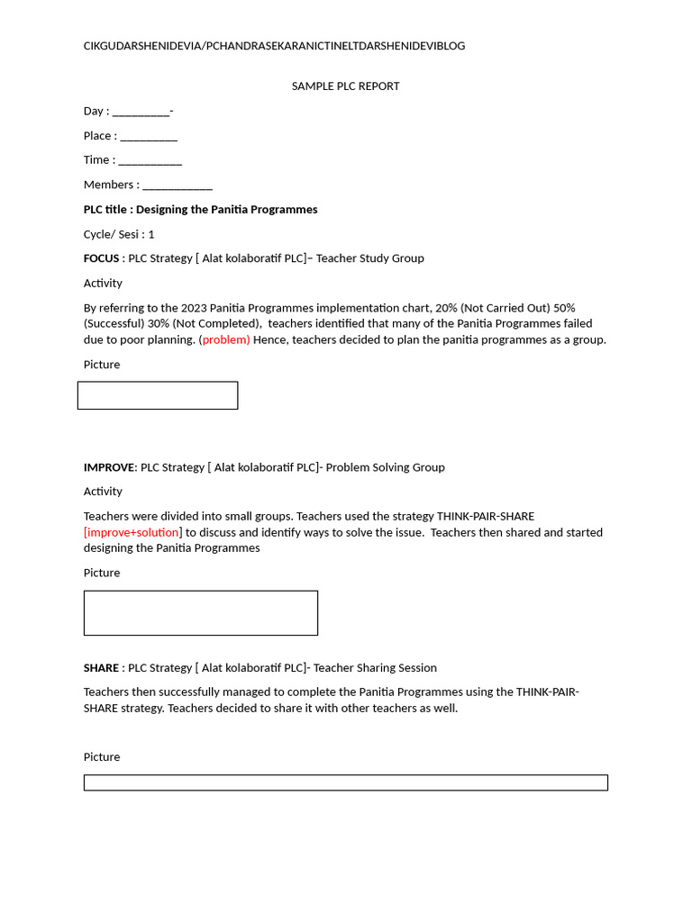 Contoh Laporan PLC Untuk 3 - 4 Tajuk Yang Berbeza | PDF | Learning ...