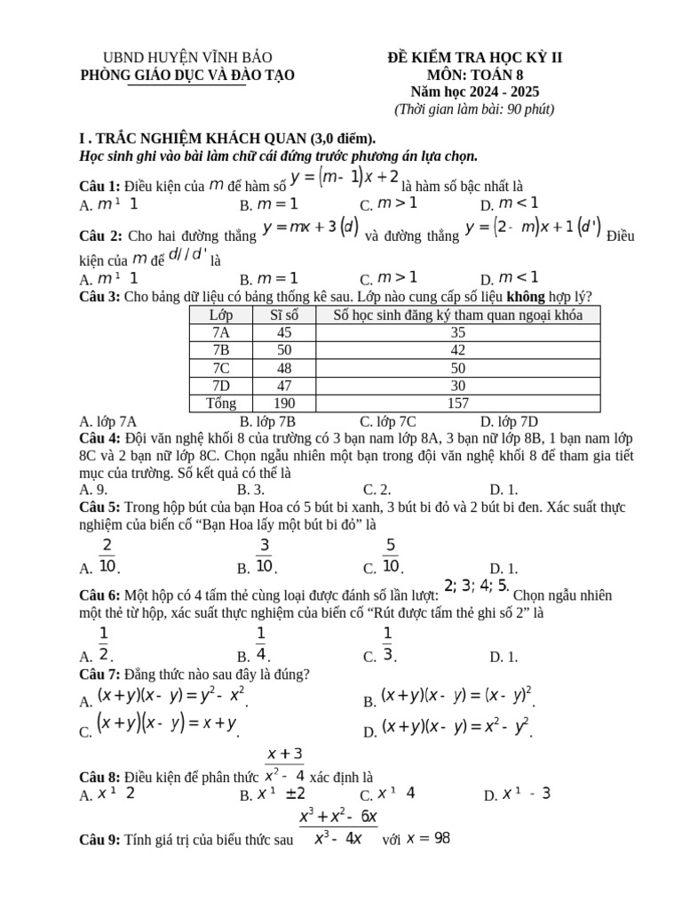 ĐỀ KSCL LẦN 1 | PDF