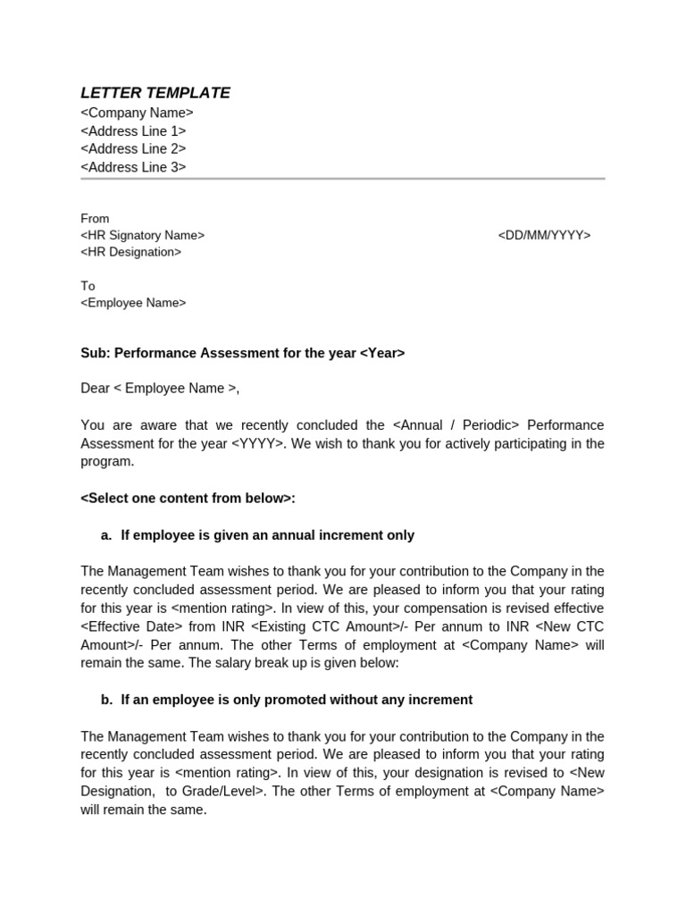 Performance Appraisal Letter | PDF