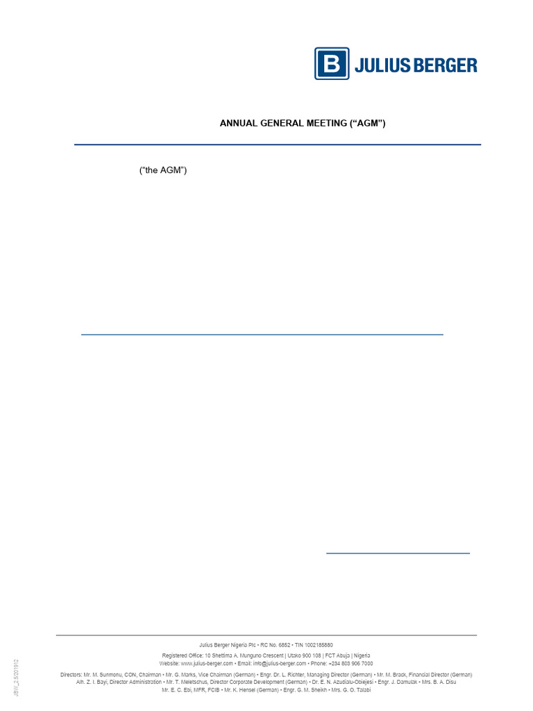 Julius Berger Agm Guidance Notes 2021 Pdf