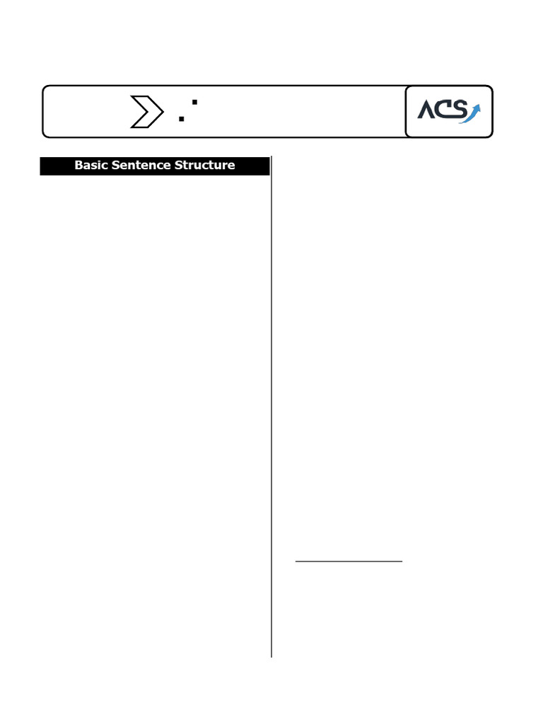 English Sentence Structure Practice | PDF