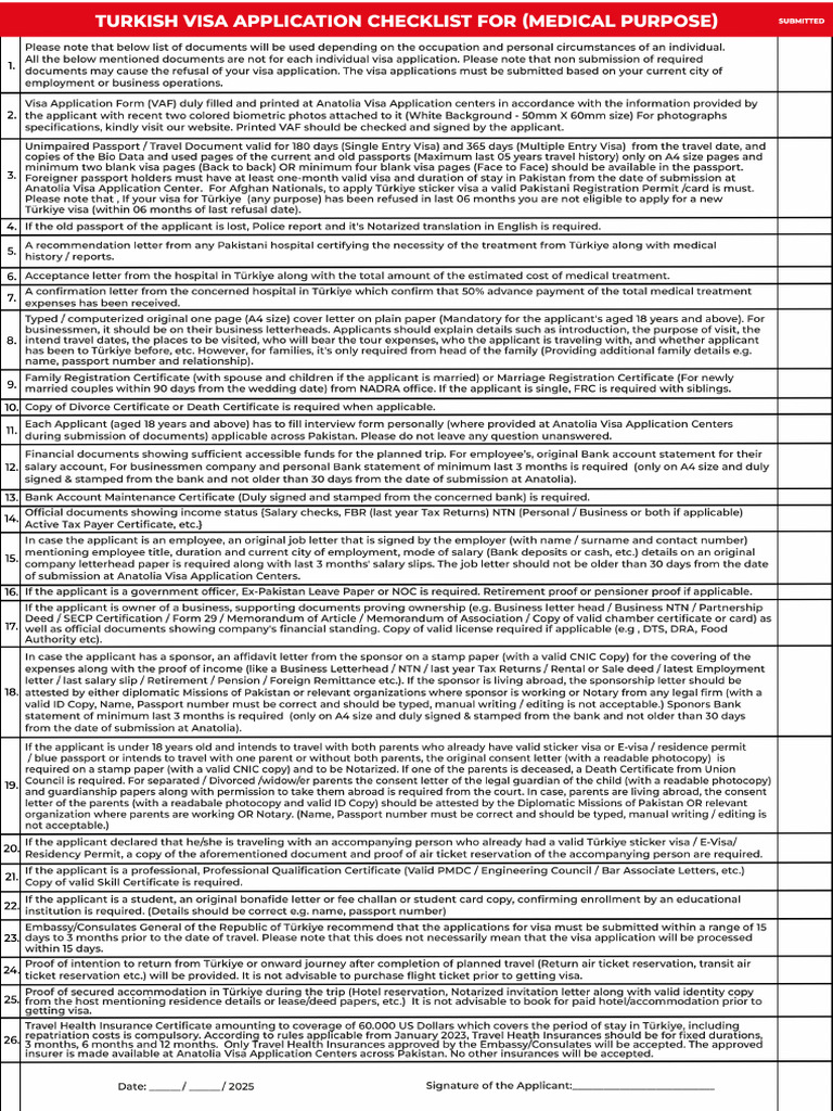 Checklist Form Medical | PDF