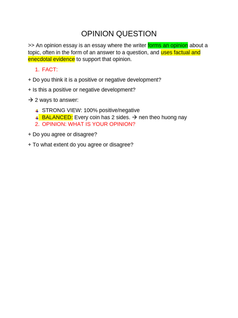 Opinion Essay - Introduction | PDF