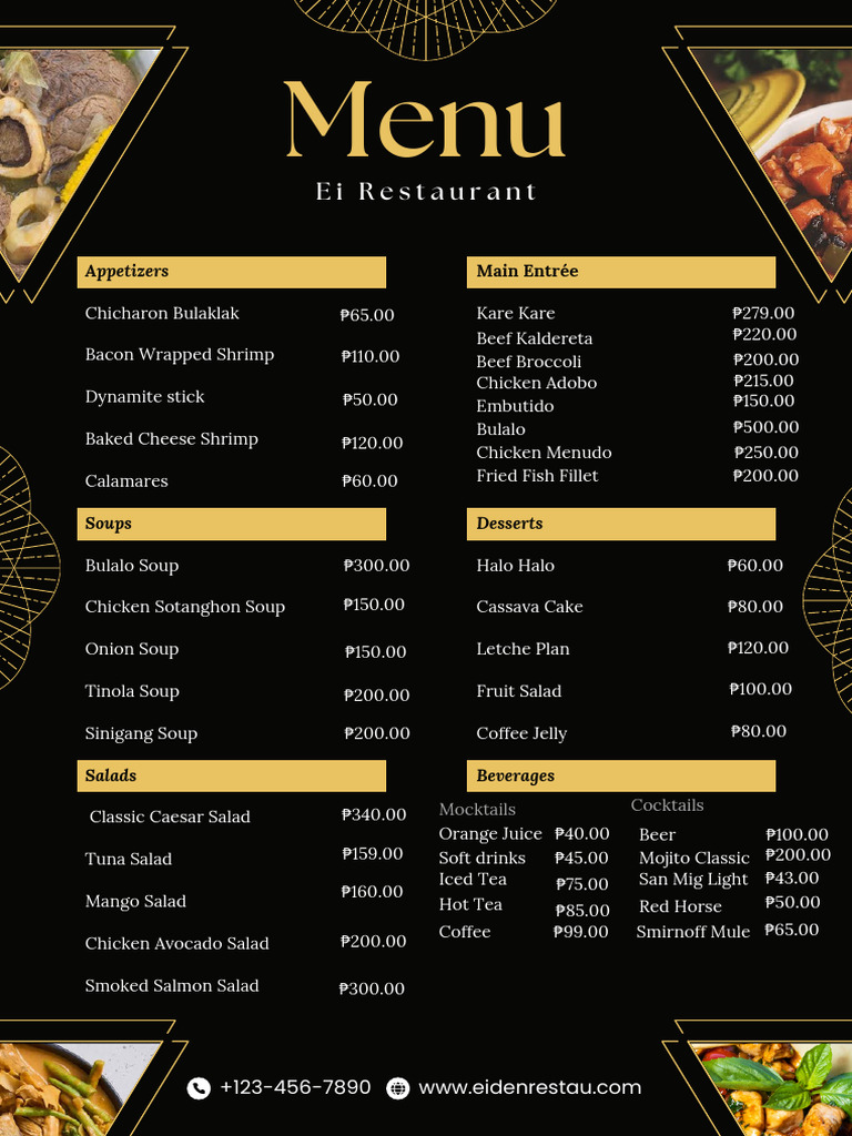 Yellow and Black Lines Restaurant Menu - 20250224 - 170754 - 0000 | PDF