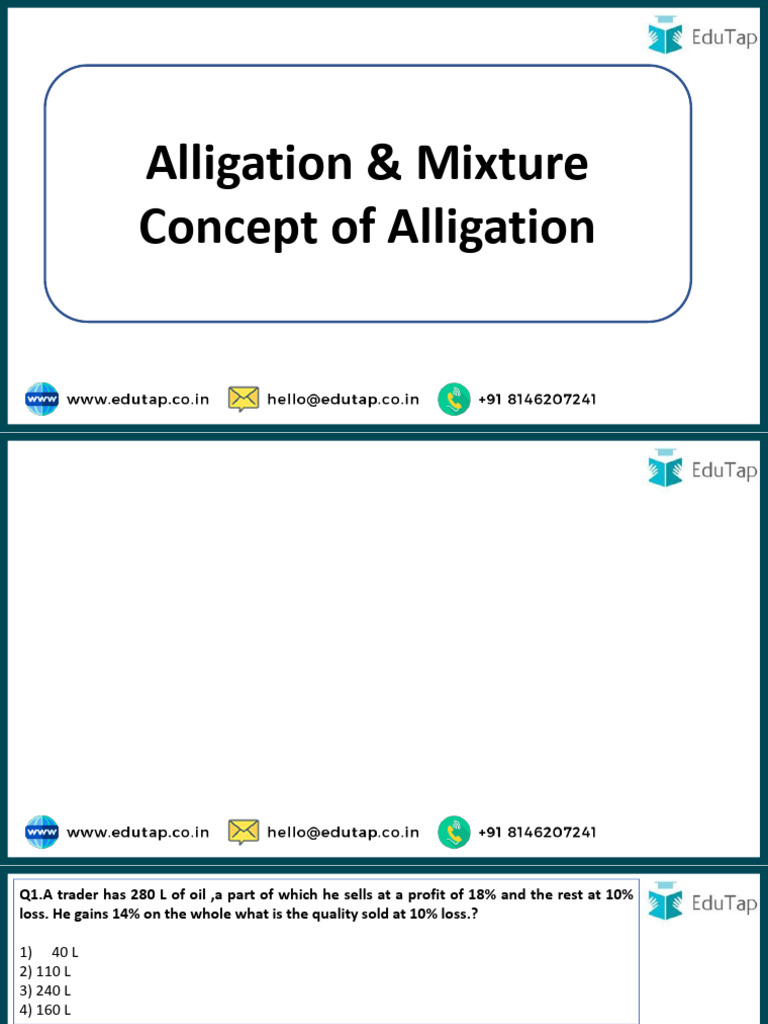 Concept Class 3 - Concept of Alligation | PDF
