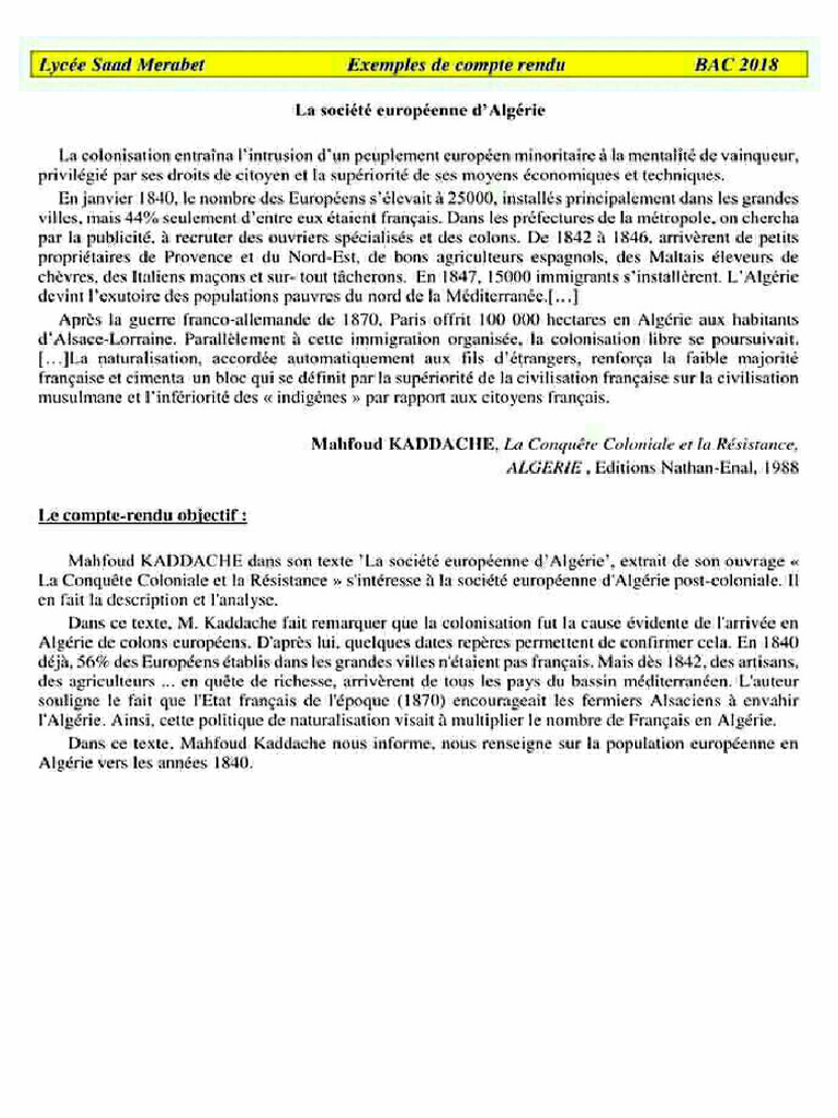 Compte Rendu Bac | PDF