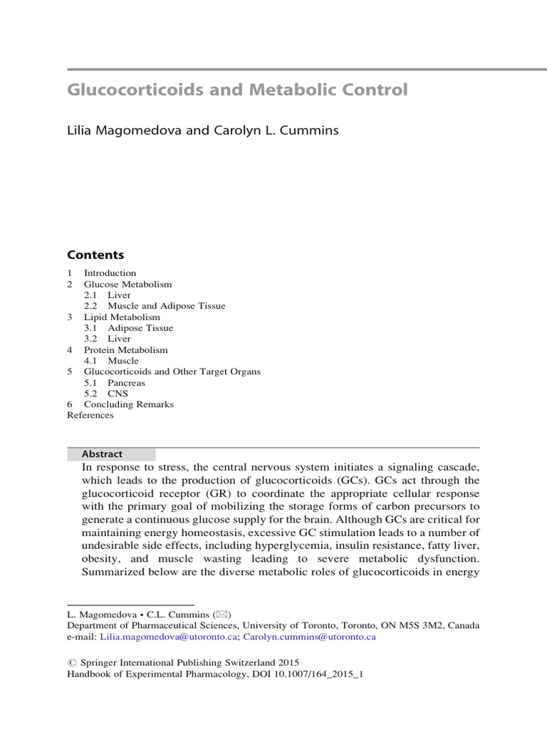 Glucocorticoids-and-Metabolic-Control | PDF | Adipose Tissue | Insulin