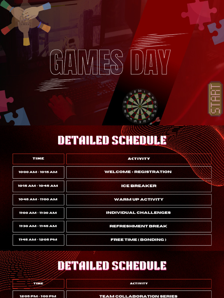 Games Day Schedule and Activities | PDF | Memory | Cognition