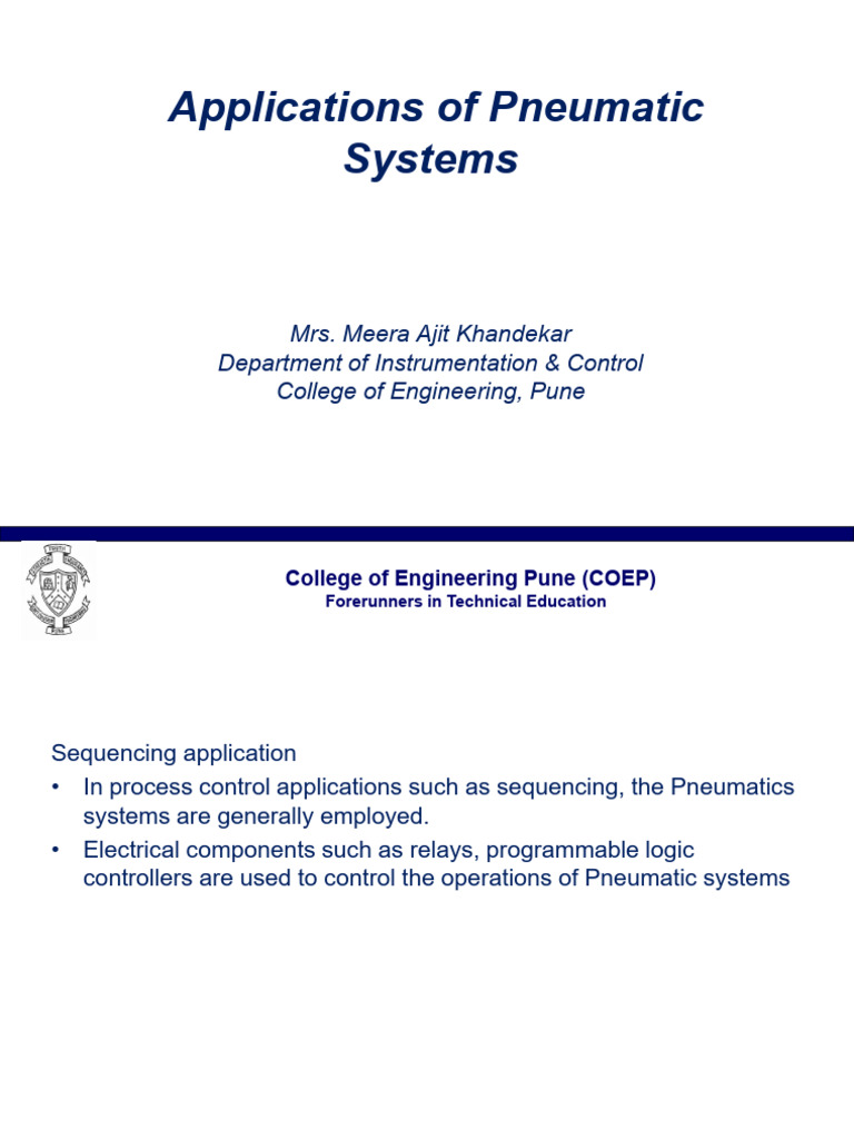 Pneumatic System Applications | PDF | Valve | Pneumatics