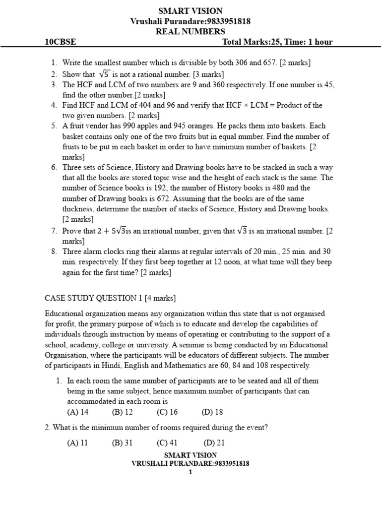 Chapter 1 Real Numbers Class 10 Cbse | PDF | Mathematical Concepts ...