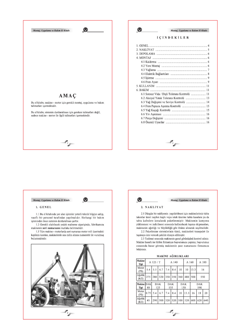 Makina Motor Uygulama Ve Bakìm Kitapcìºì | PDF