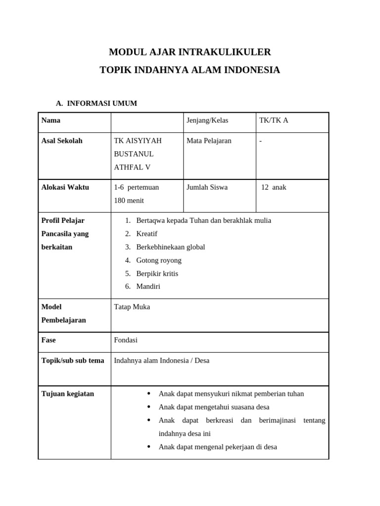 Contoh Modul Ajar | PDF