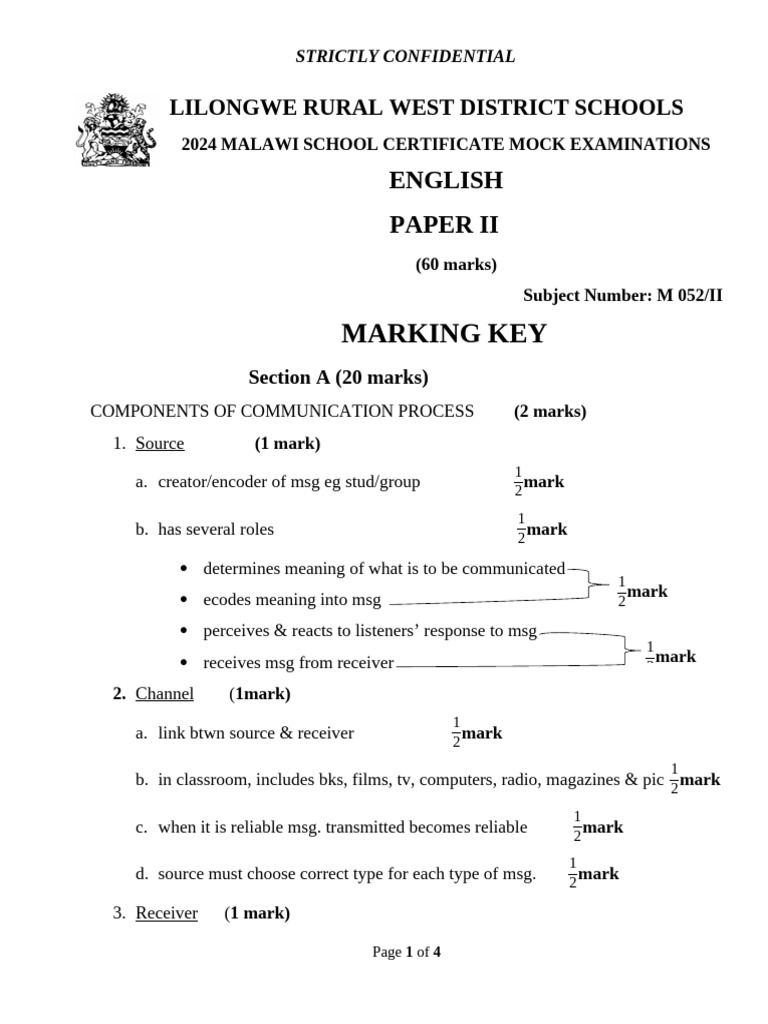 MARKING KEY PAPER II Edited | PDF