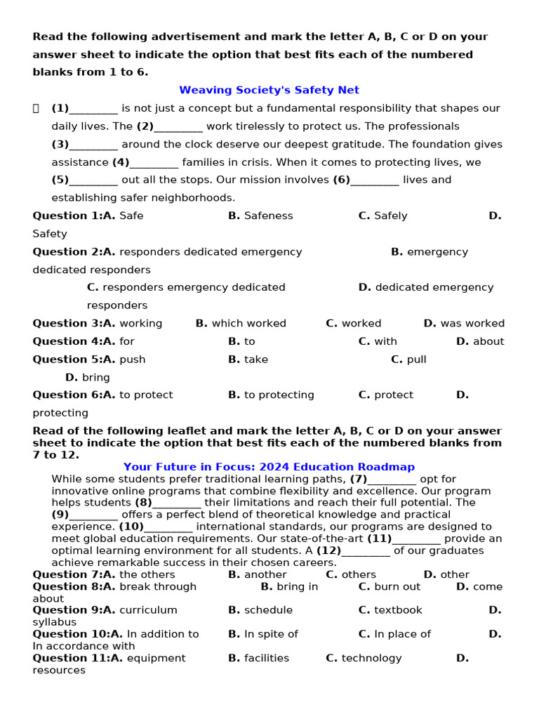 Mã Đề 06 | PDF | Empathy | Volunteering