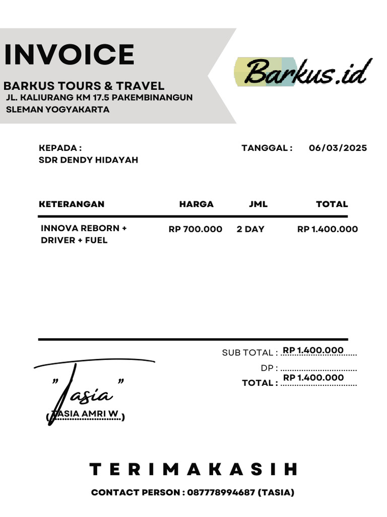 Invoice Bapak Dendy Hidayah 3:25 PDF | PDF