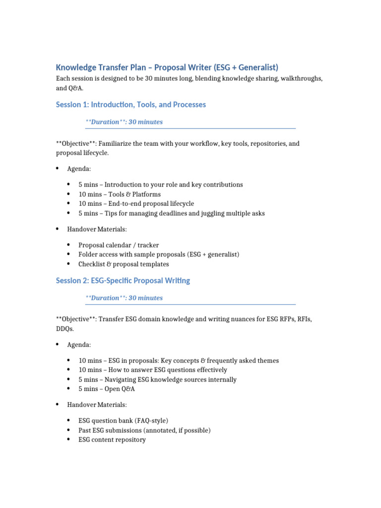 Knowledge Transfer Plan Proposal Writer | PDF | Human Communication