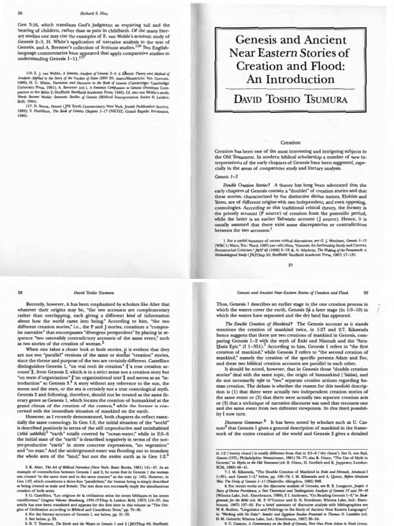 Genesis and Ancient Near Eastern Stories of Creation and Flood An Introduction DAVID TOSHIO ...