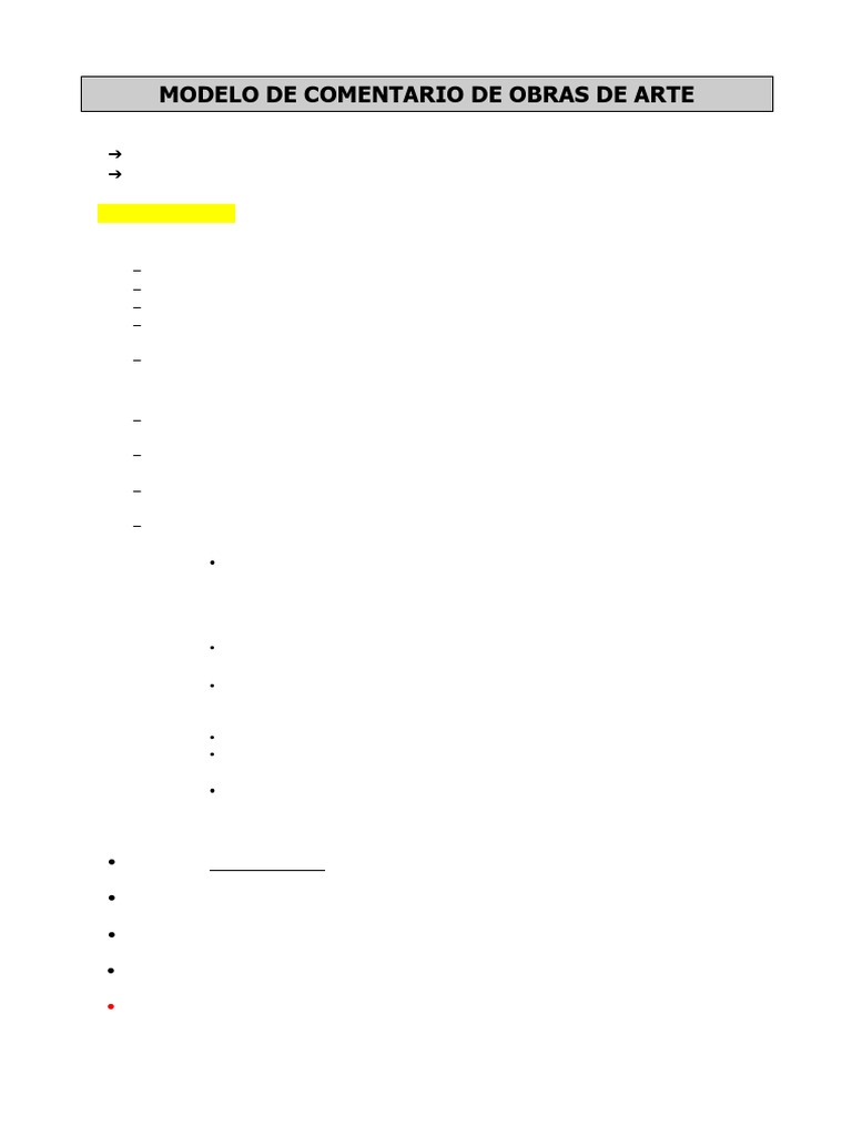 Modelo Comentario Obras de Arte22-23 | PDF | Pinturas | Escultura