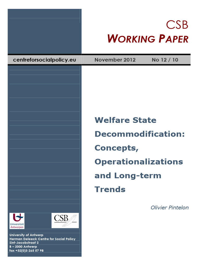 Decommodification Conceptualized | PDF | Welfare State | Capitalism
