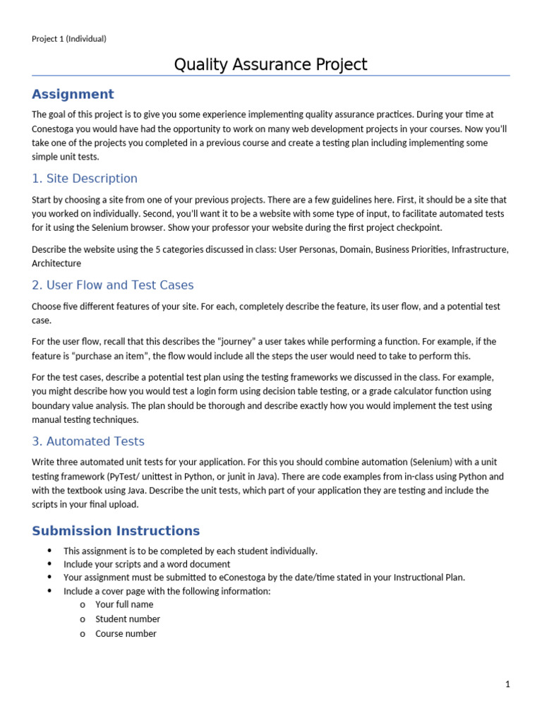Project 1 | PDF | Unit Testing | Selenium (Software)