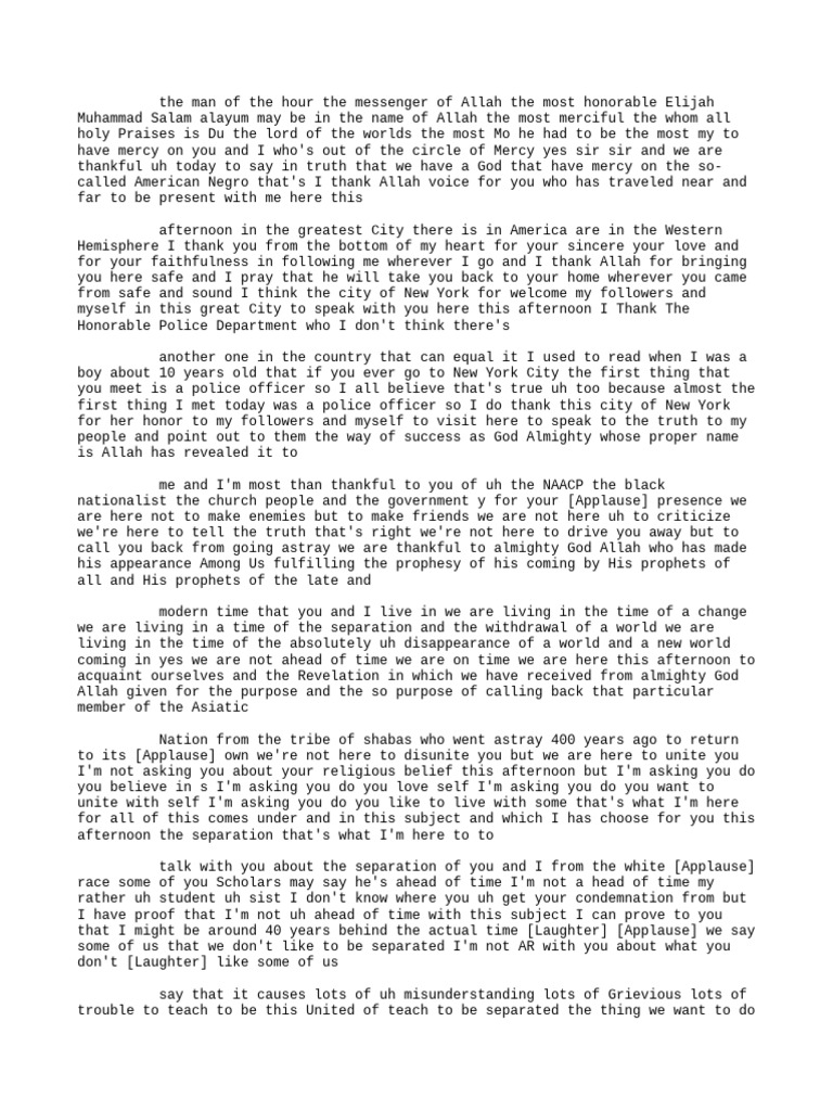 NoteGPT - ''The Hon. Elijah Muhammad - Separation or Death'' | PDF ...