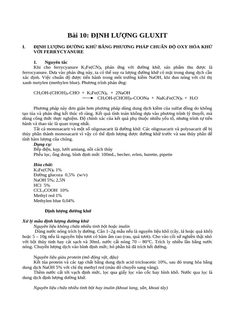 Bai 10. Carbohydrat - Dinh Luong Duong Tong - Khu | PDF