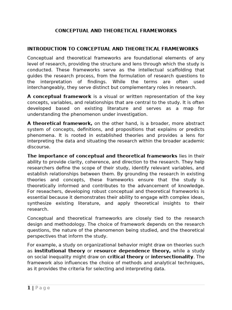 Xconceptual and Theoretical Frameworks | PDF | Theory | Conceptual Model