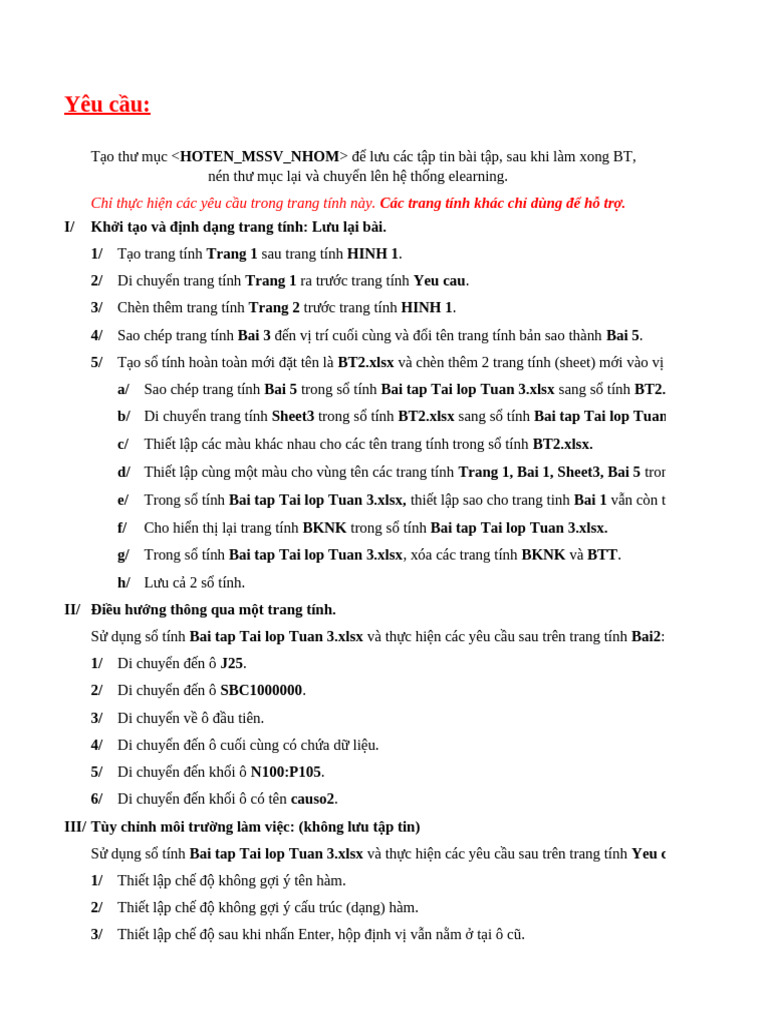 Bai Tap Tai Lop Tuan 1 | PDF