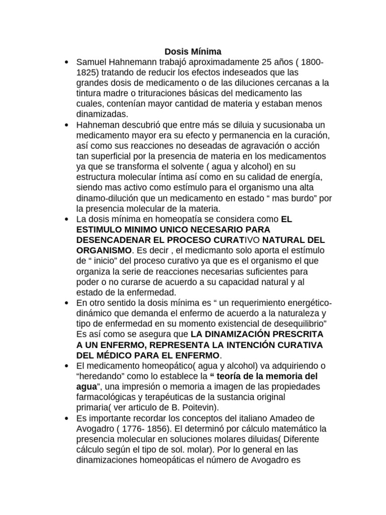 Dosis Mínima | PDF | Homeopatía | Medicamentos con receta