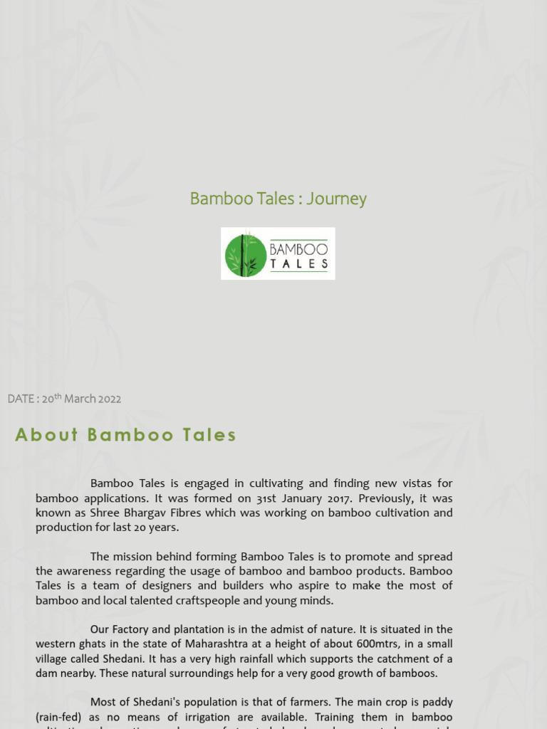Bamboo Tales Journey Presentation | PDF | Bamboo | Agriculture