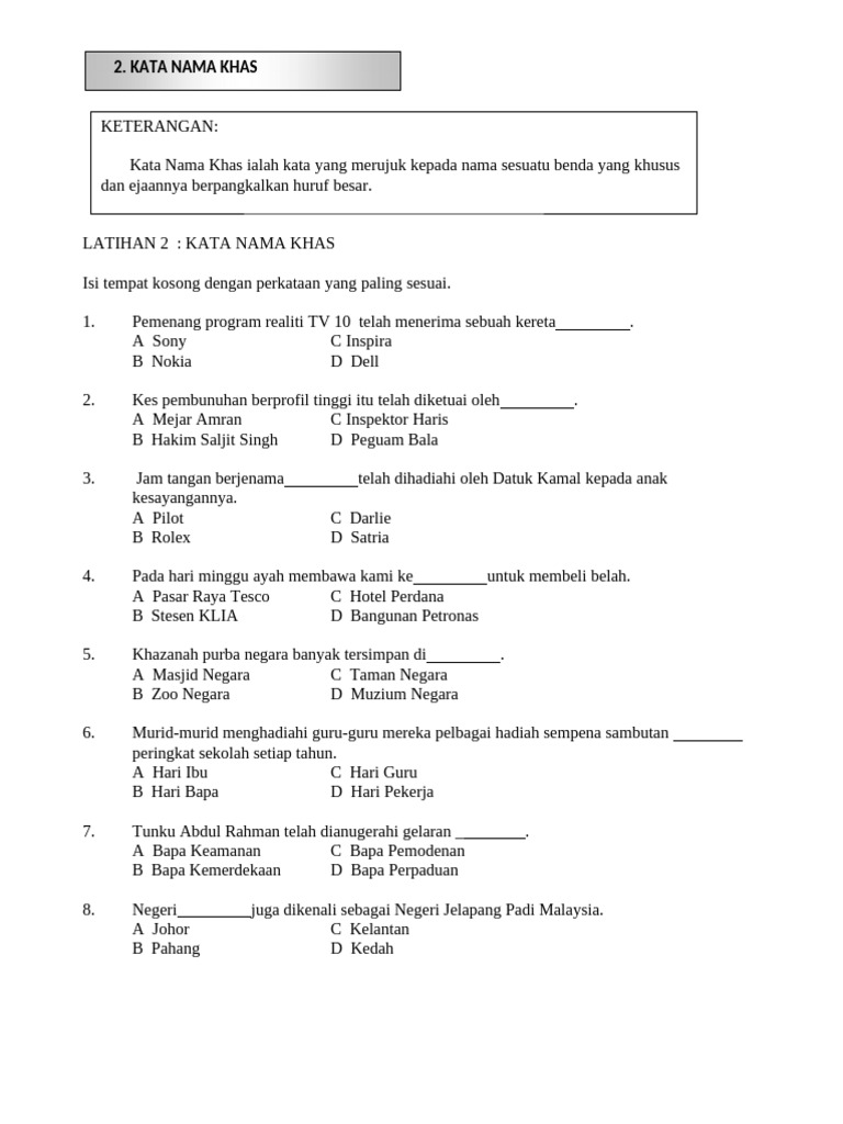 Modul Kata Nama Khas | PDF