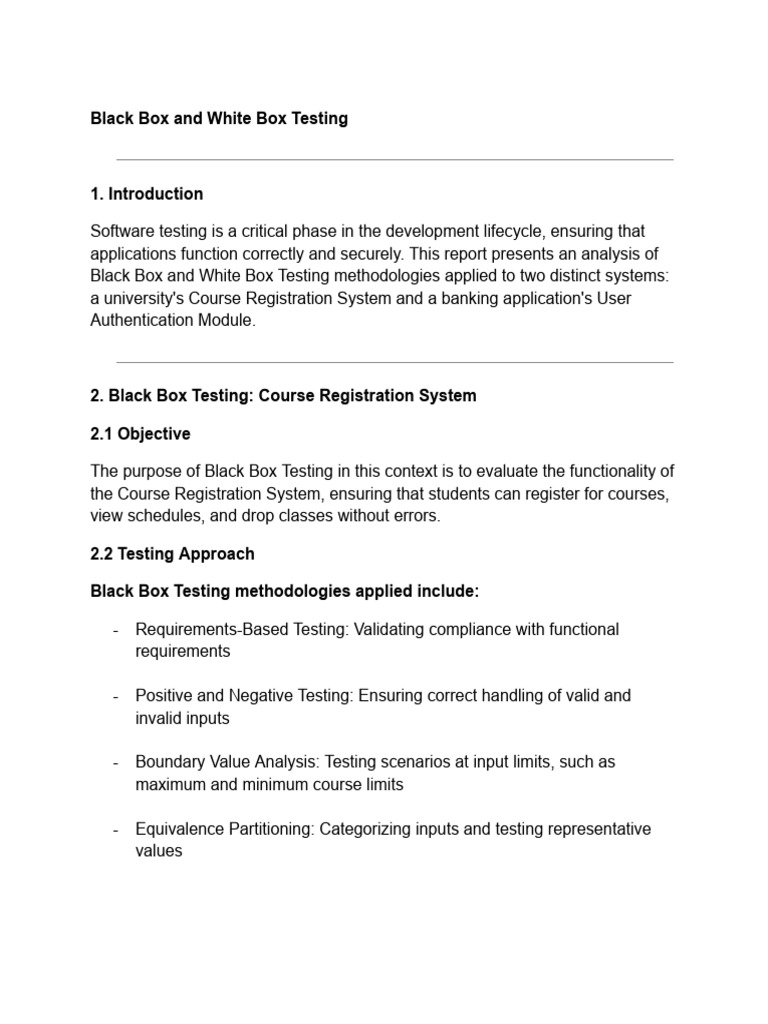 Black Box Testing for Course Registration | PDF | Software Testing ...
